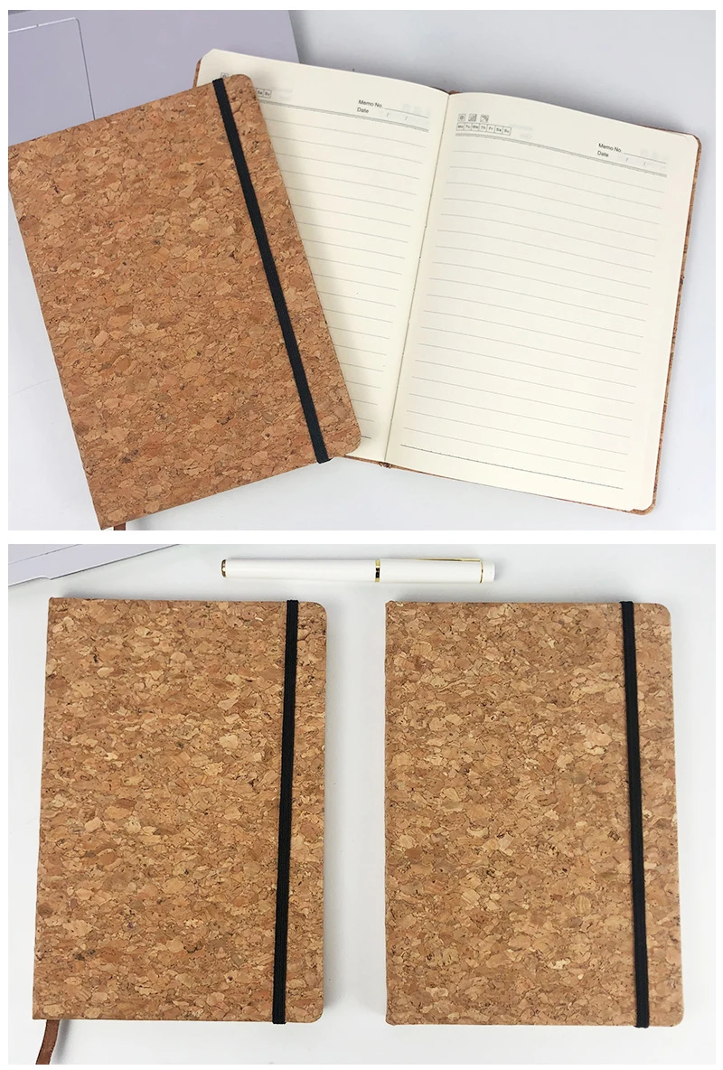 Wholesale Eco-friendly A5 A6 Cork PU Notebook Journal Leather Office Supply ZJ Sustainable ...