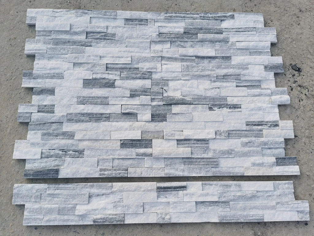 Natural White Marble Grey Vein Strips Quartzite Culture Stone Veneer ...