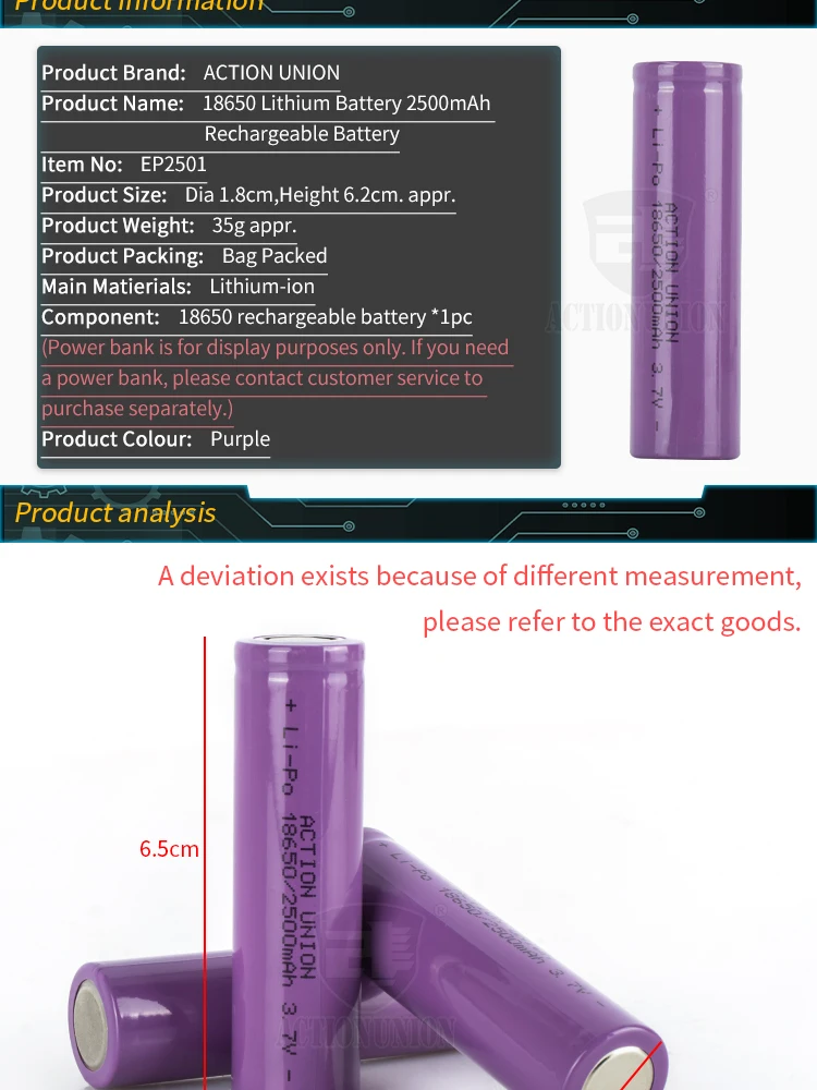 行动联合18650锂离子电池2500毫安高容量电池aa 3.7伏可充电电池适合杂志电源组 - Buy 可充电电池,18650 Aa锂离子电池,3.7v Aa可充电电池适合杂志移动电源 ...