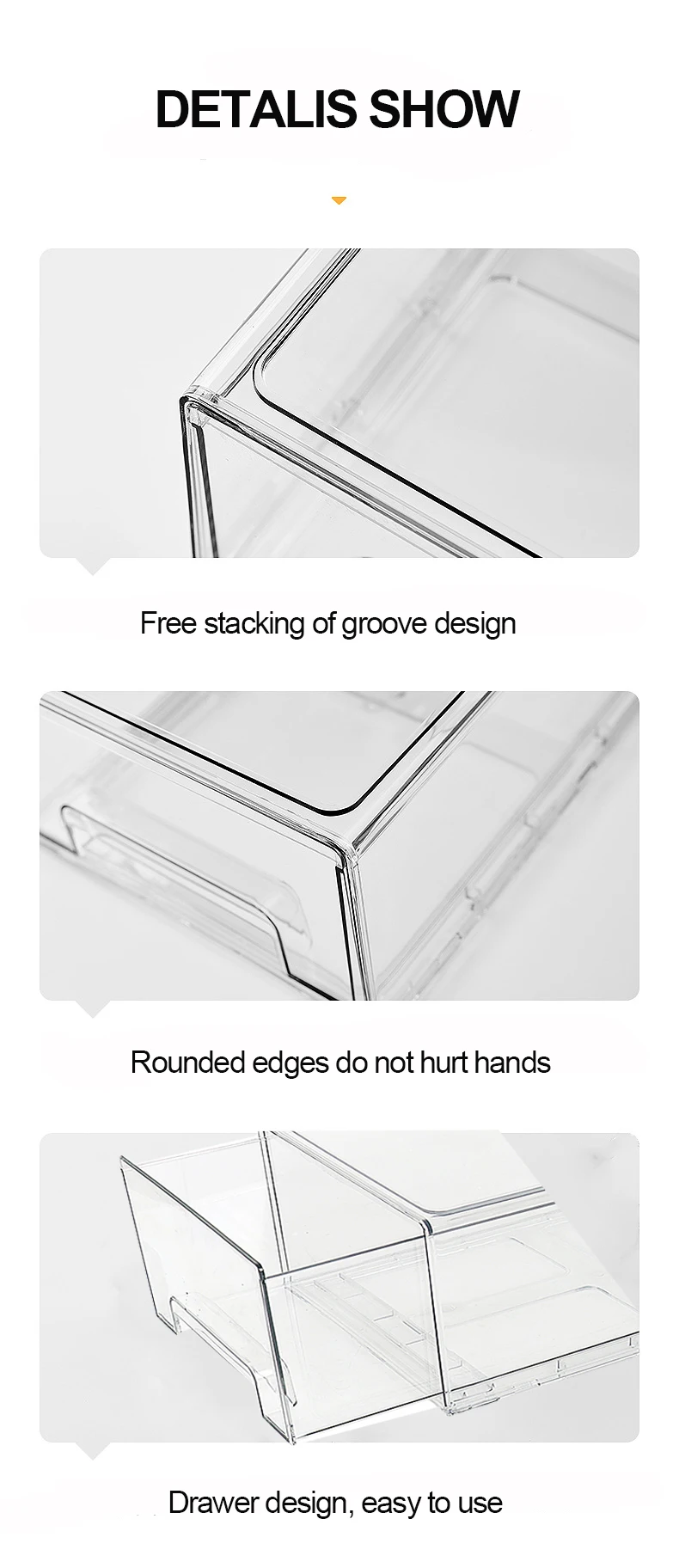 Small Stackable Organizer Drawer Type Transparent Plastic Storage Box ...