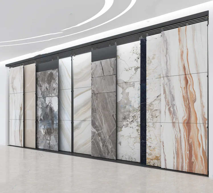 Custom Showroom Large Hanging Sliding Upright Ceramic Tile Display ...