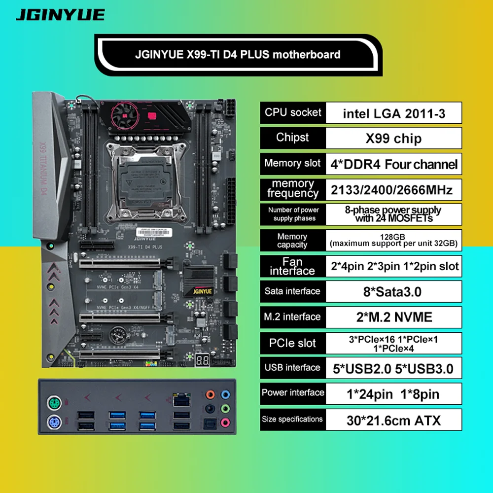JGINYUE X99-TI D4 PLUS Motherboard Kit with E5-2680V4 CPU