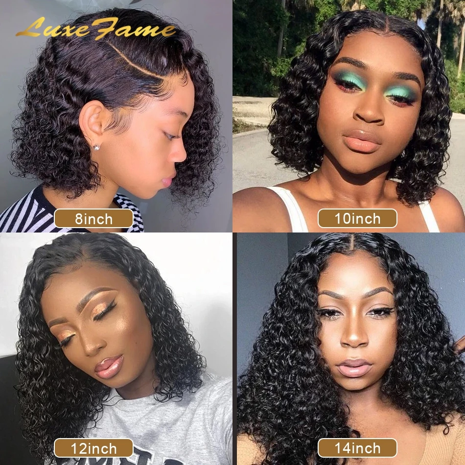 Cheap Short Bob Frontal Wigs - 100% Human Hair Kinky Curly