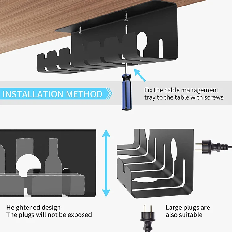 Cable Tray Under Table Factory OEM Under Desk Cable Management Tray ...