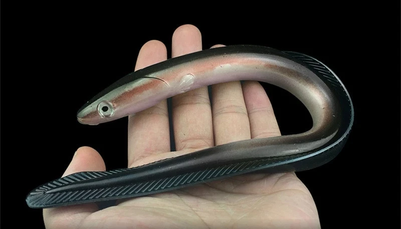 30cm 58g Silicone Rubber Bait Soft Eel Lure Black Loach Swimbait ...
