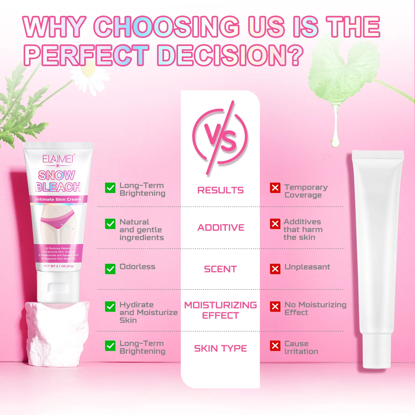 ELAIMEI Snow Bleach Intimate Skin Cream - Whitening & Nourishing