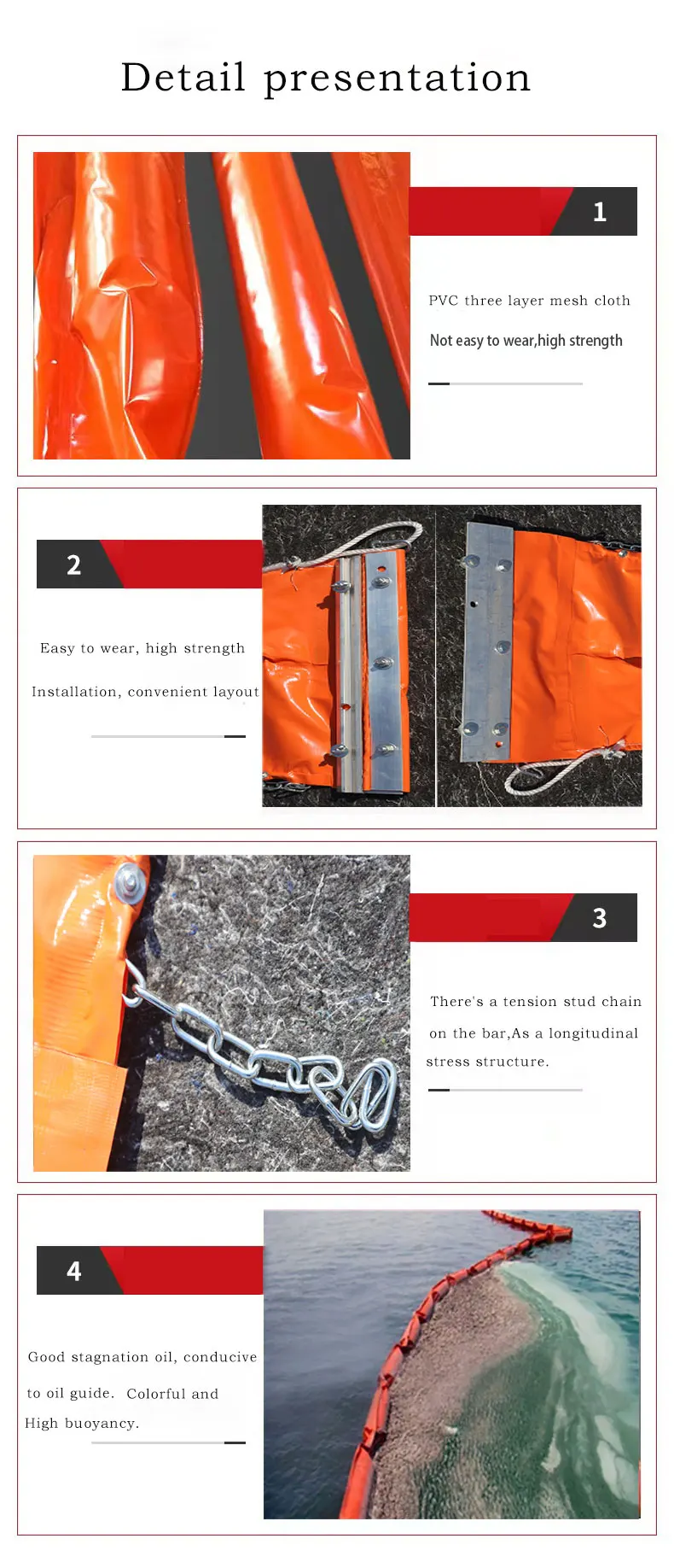 Eco Friendly Pvc Oil Spill Containment Boom For Sea Flotation Seaweed ...