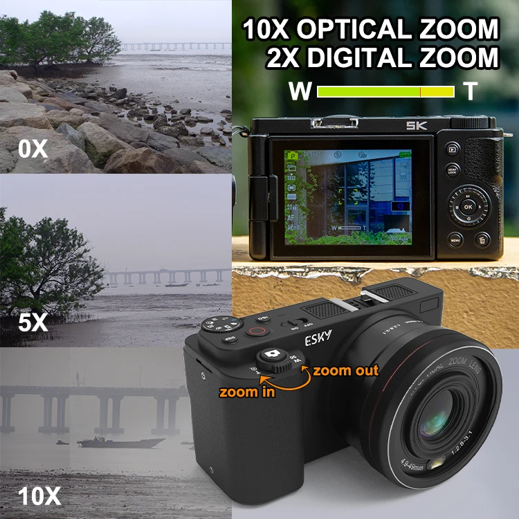 10X Optical Zoom 5K Camera for Vloggers - Professional Video