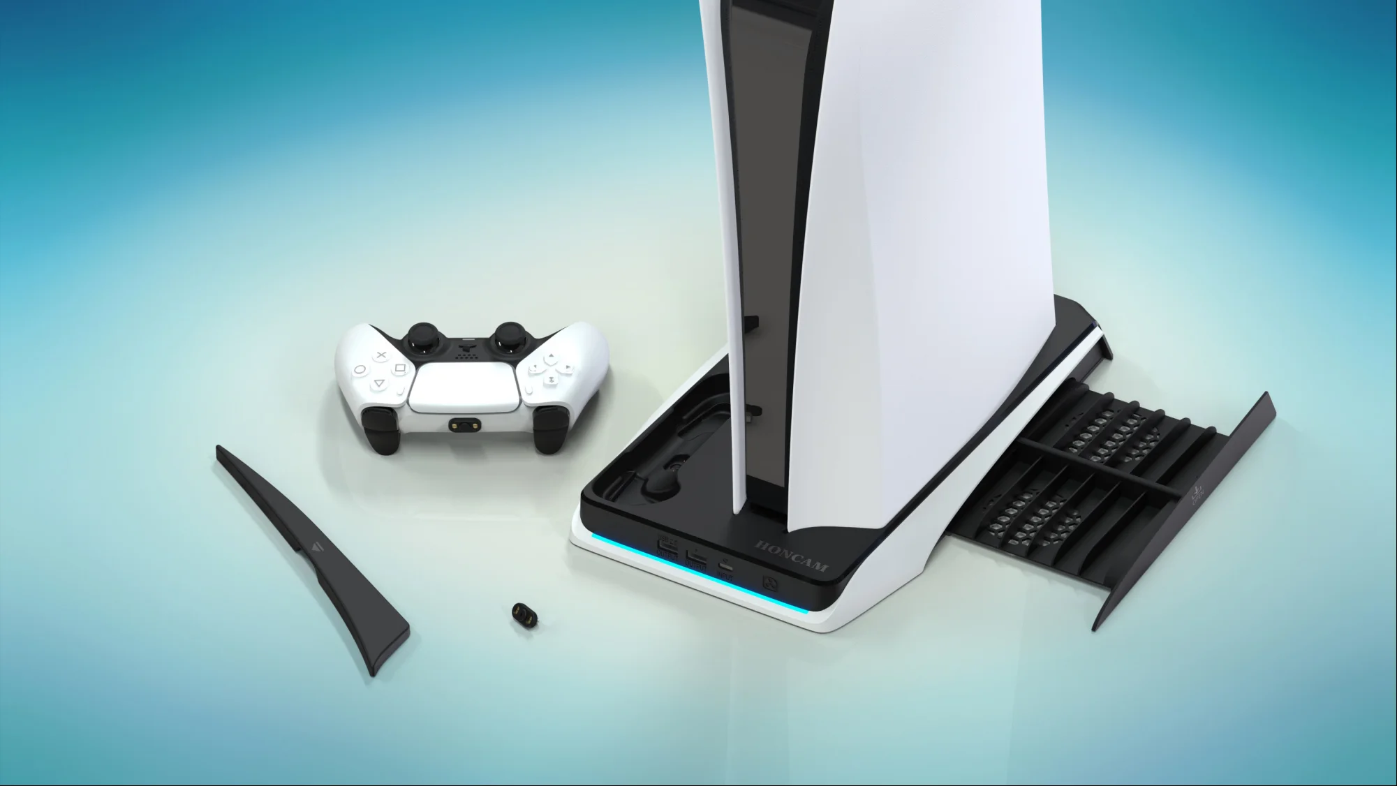 2023 Honcam Ps5 Cooling Fan Vertical Stand With Controller Charger For ...