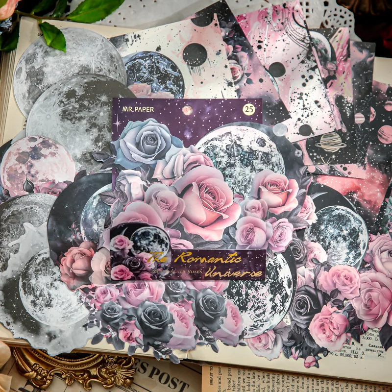 25 sheets/pack Retro material paper Rose moon sea series Dreamy moon ...