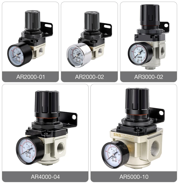 SNS AR3000-N02 Pneumatic Air Pressure Regulator with Gauge