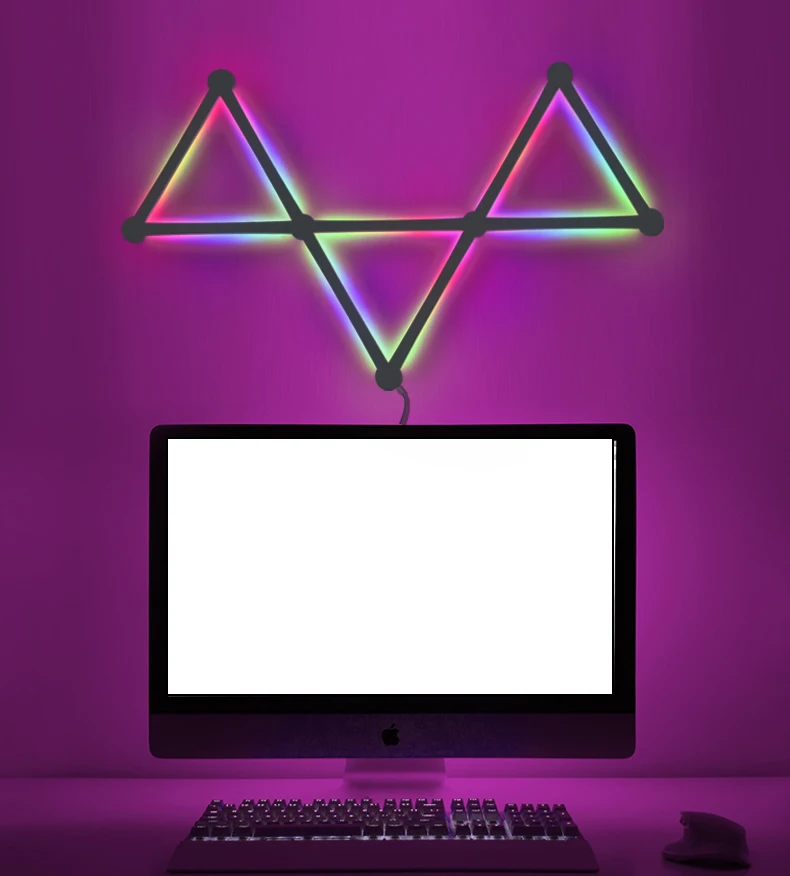 DIY RGB Smart Splicing Glide Wall Lighting Music Sync Bar Home Decor ...