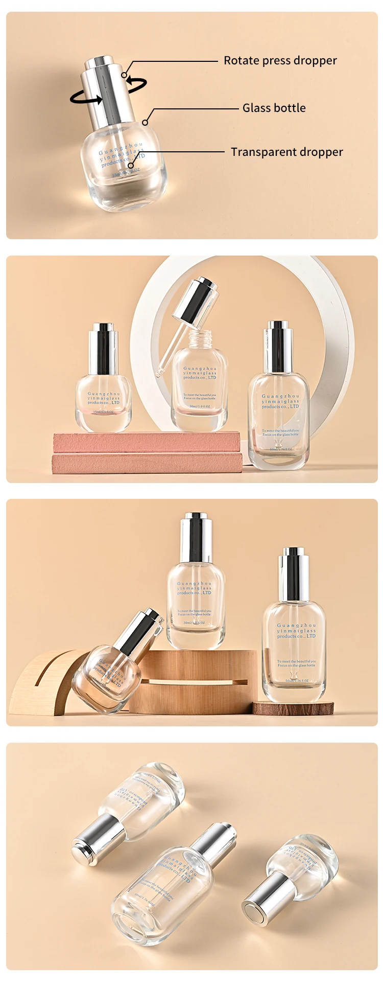 Fancy Push Button Pump - Thick Oblate Glass Packaging