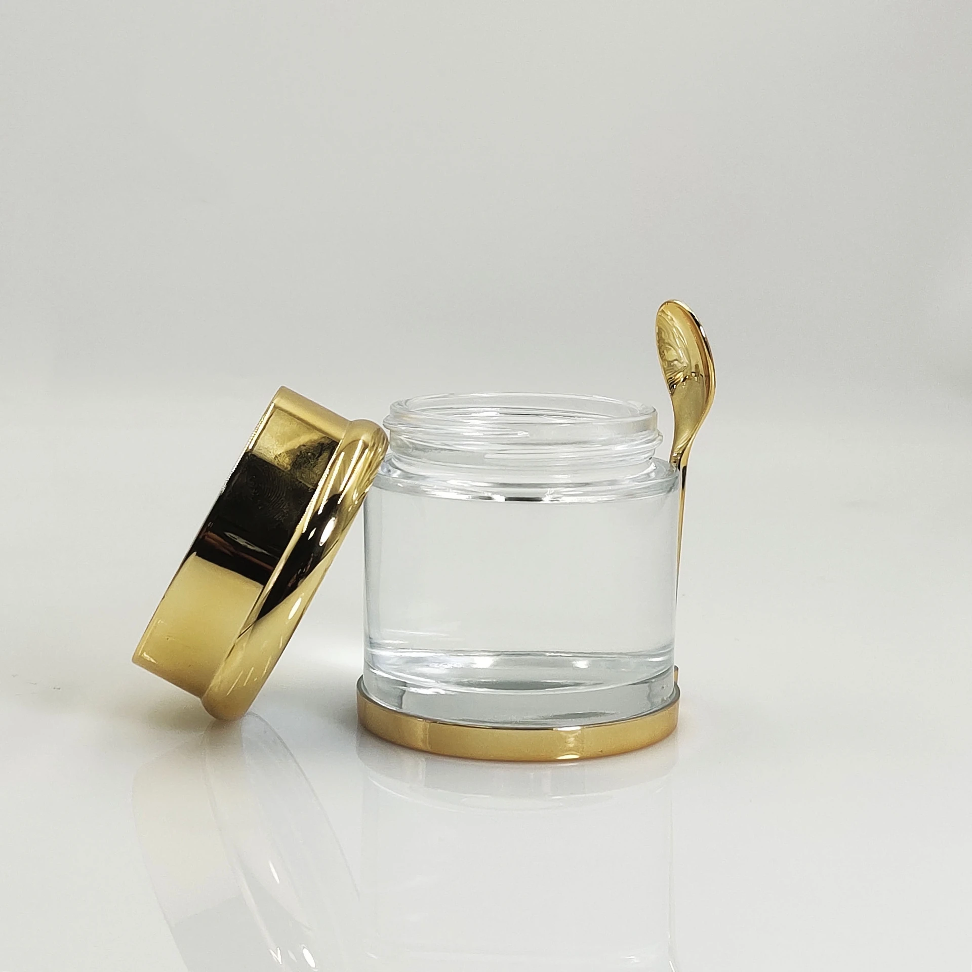 Luxury Cylinder Shape 30g 50g 80g Gold UV Coated Bottom Glass Facial ...