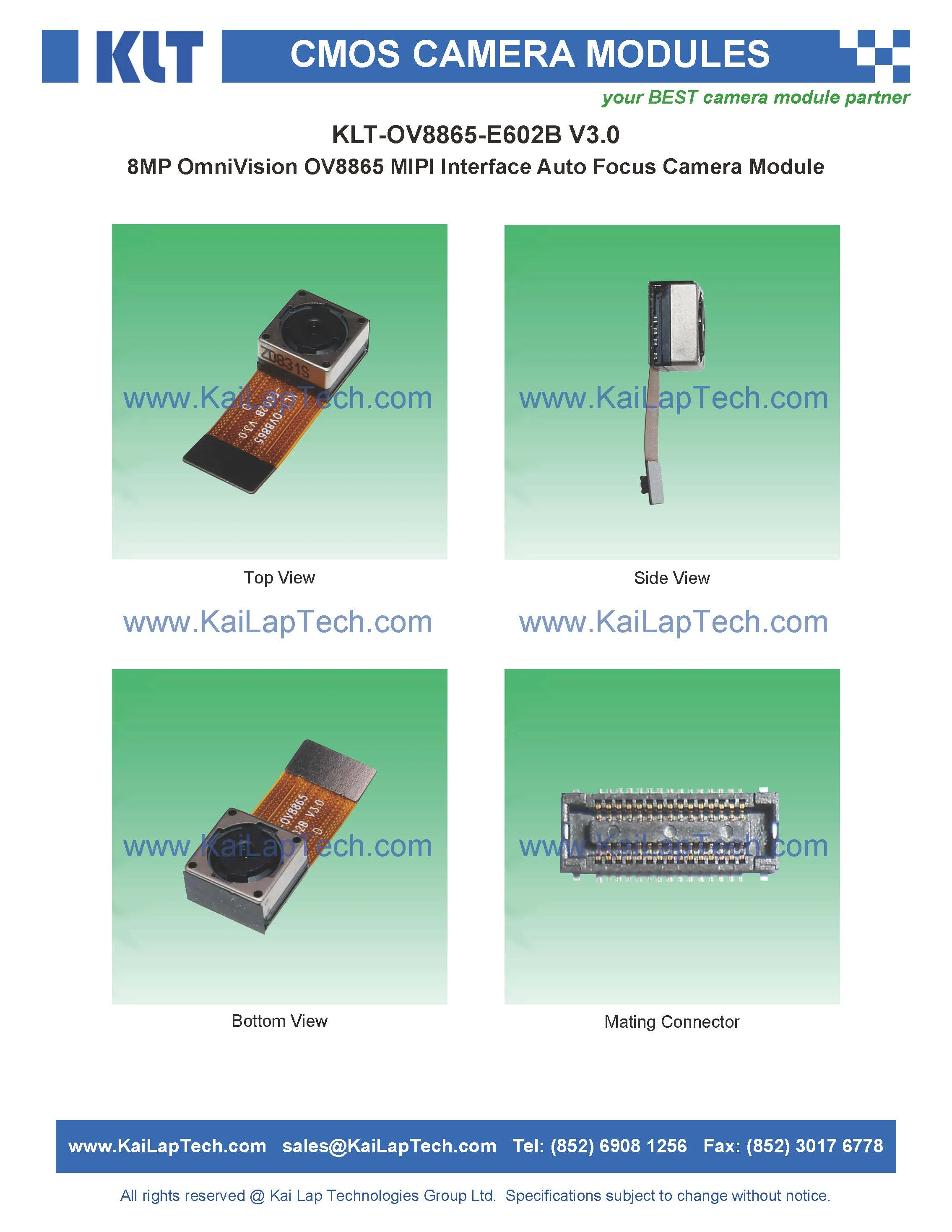 8mp Ov8865 Mipi Interface Auto Focus Camera Module Klt-ov8865-e602b V3 ...