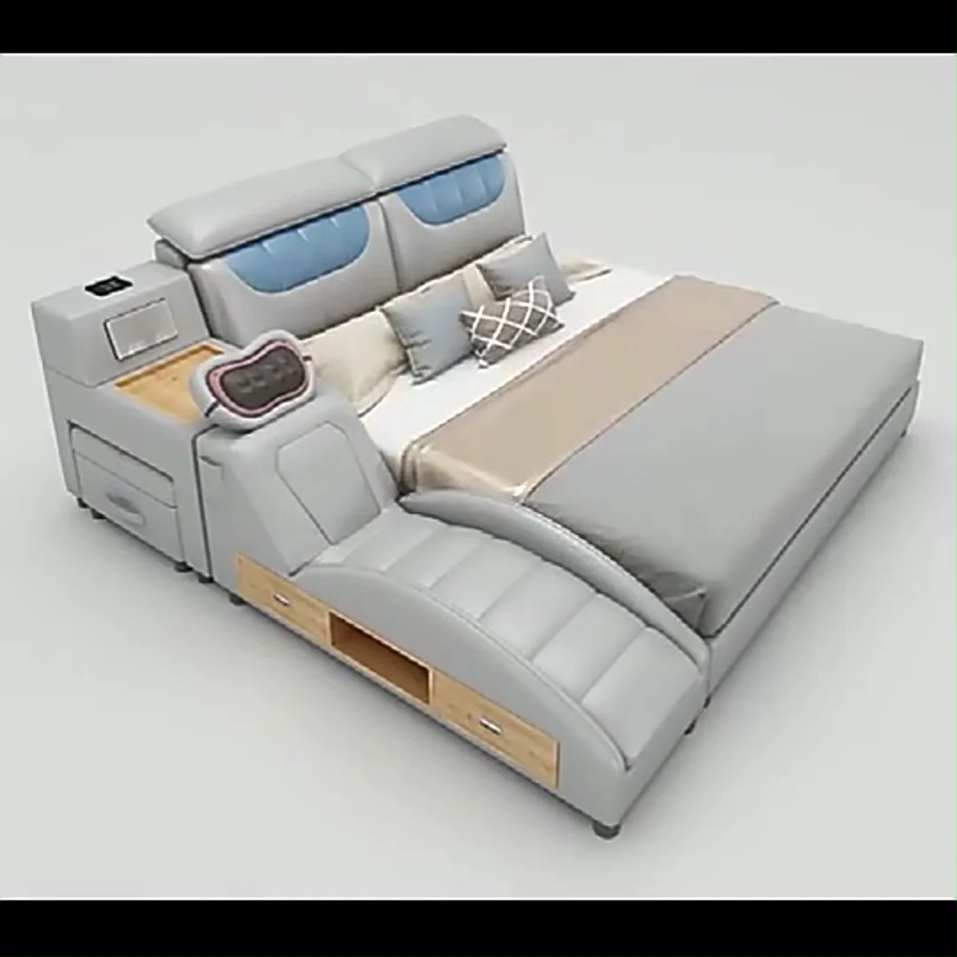 Light Luxury Tatami Bed Modern Minimalist Multifunctional Bed Bedroom Furniture Massage Double