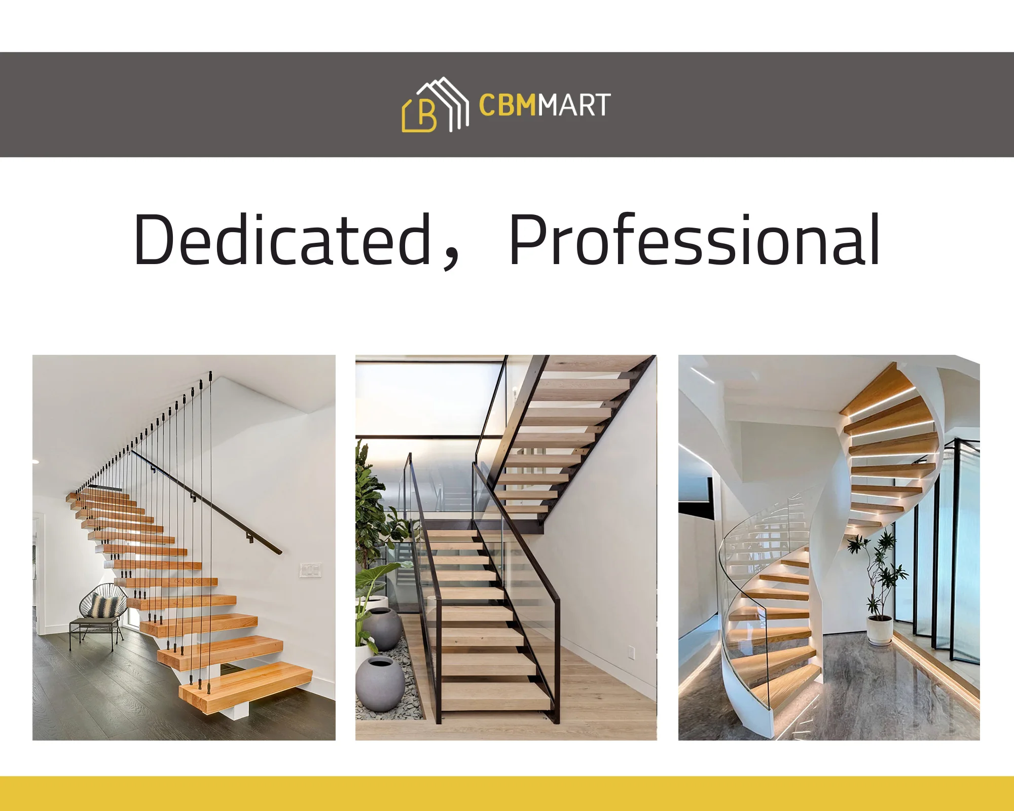 Straight Steel Glass Modern Floating Staircase by Cbmmart
