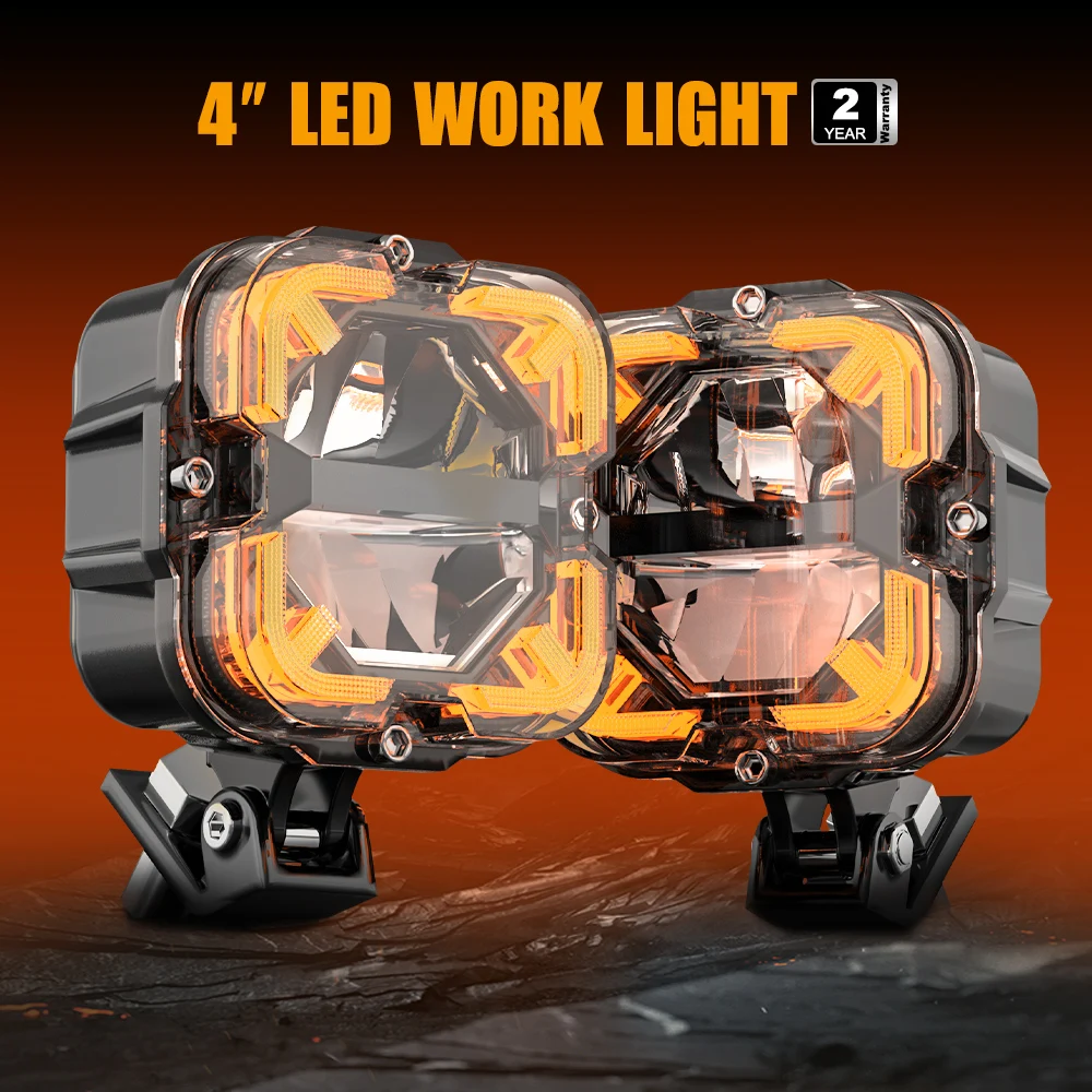 LOYO Amber DRL LED Spot Light Pods Lamp Square Work Fog Light for Truck ...