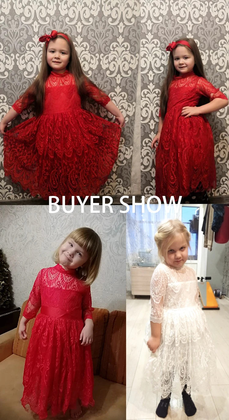 Half Sleeve Red Kids Clothes Princess Dress Girl Frock Children Lace ...