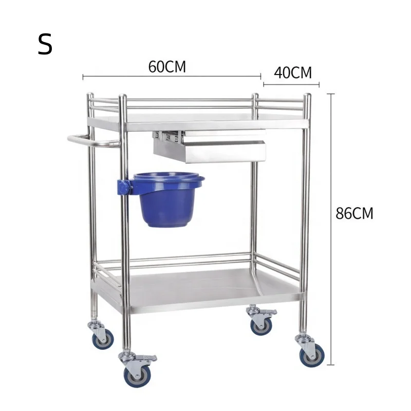 Stainless Steel Medical Trolley Hospital Instrument Table Nurse Trolley ...