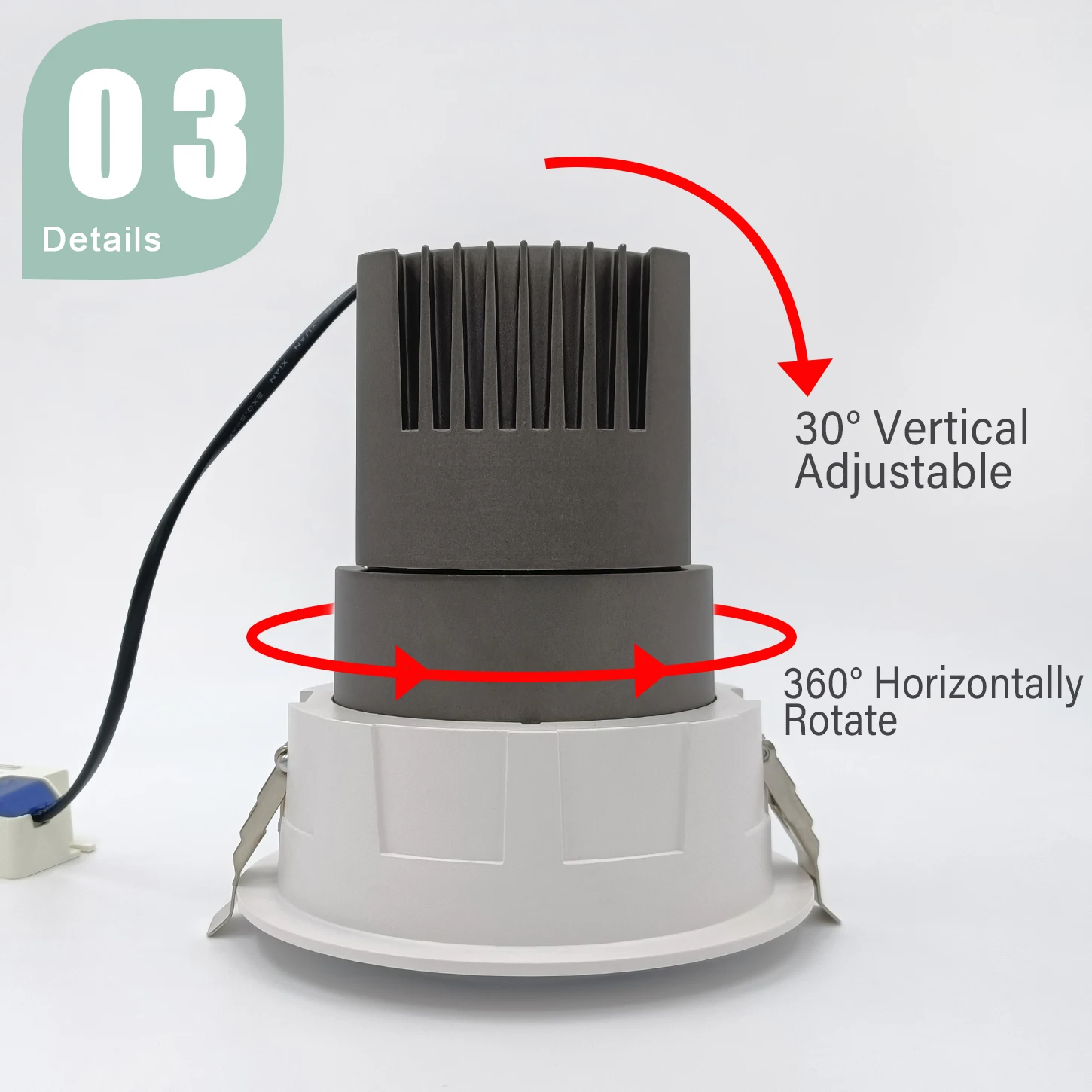 Modern Hotel Rotatable Down 12W Spot Light Deep Anti Glare Recessed COB ...