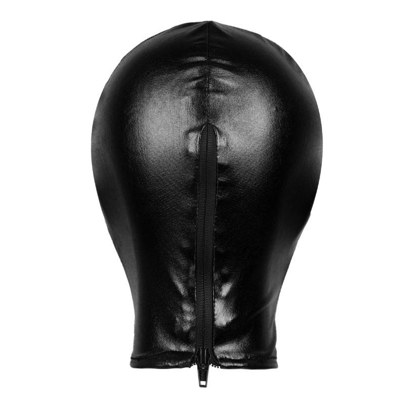 Unisex Men Or Women Latex Shiny Metallic Open Mouth Hole Headgear Full ...