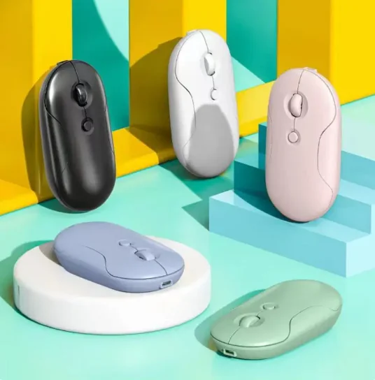 Macaron Dual Mode Silent Mini 2.4G Mice Usb Rechargeable Wireless Mouse ...
