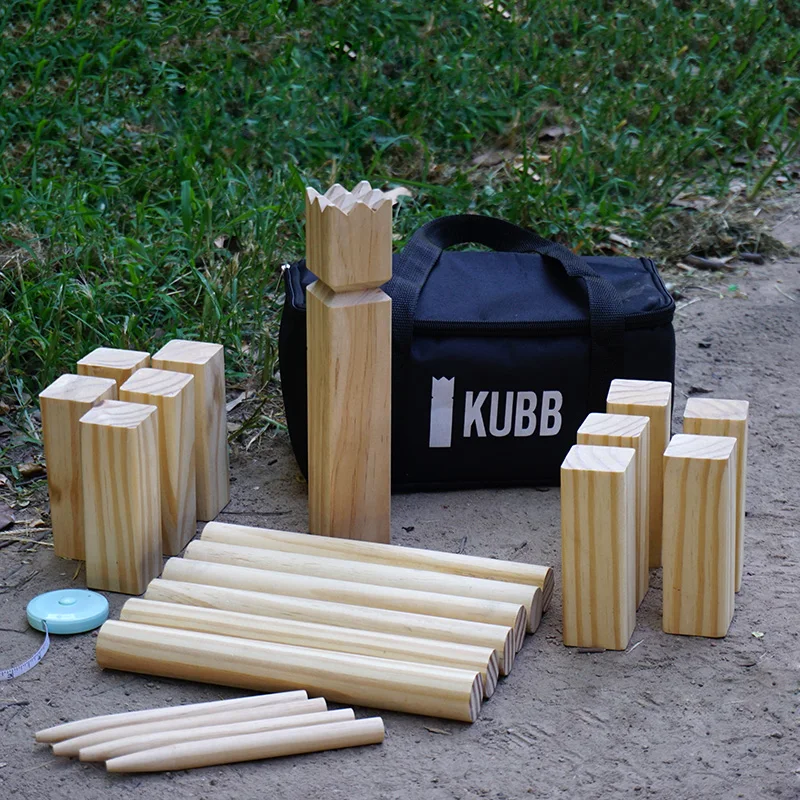 Viking Chess Yard Game - Kubb Set with Bag & Pine Wood