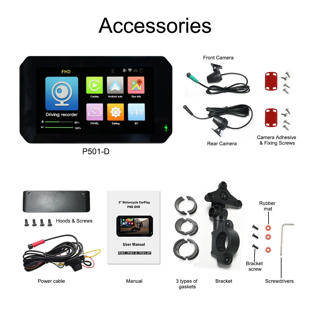 Wireless CarPlay & Android Auto Display Screen for Motorcycles - 5 ...