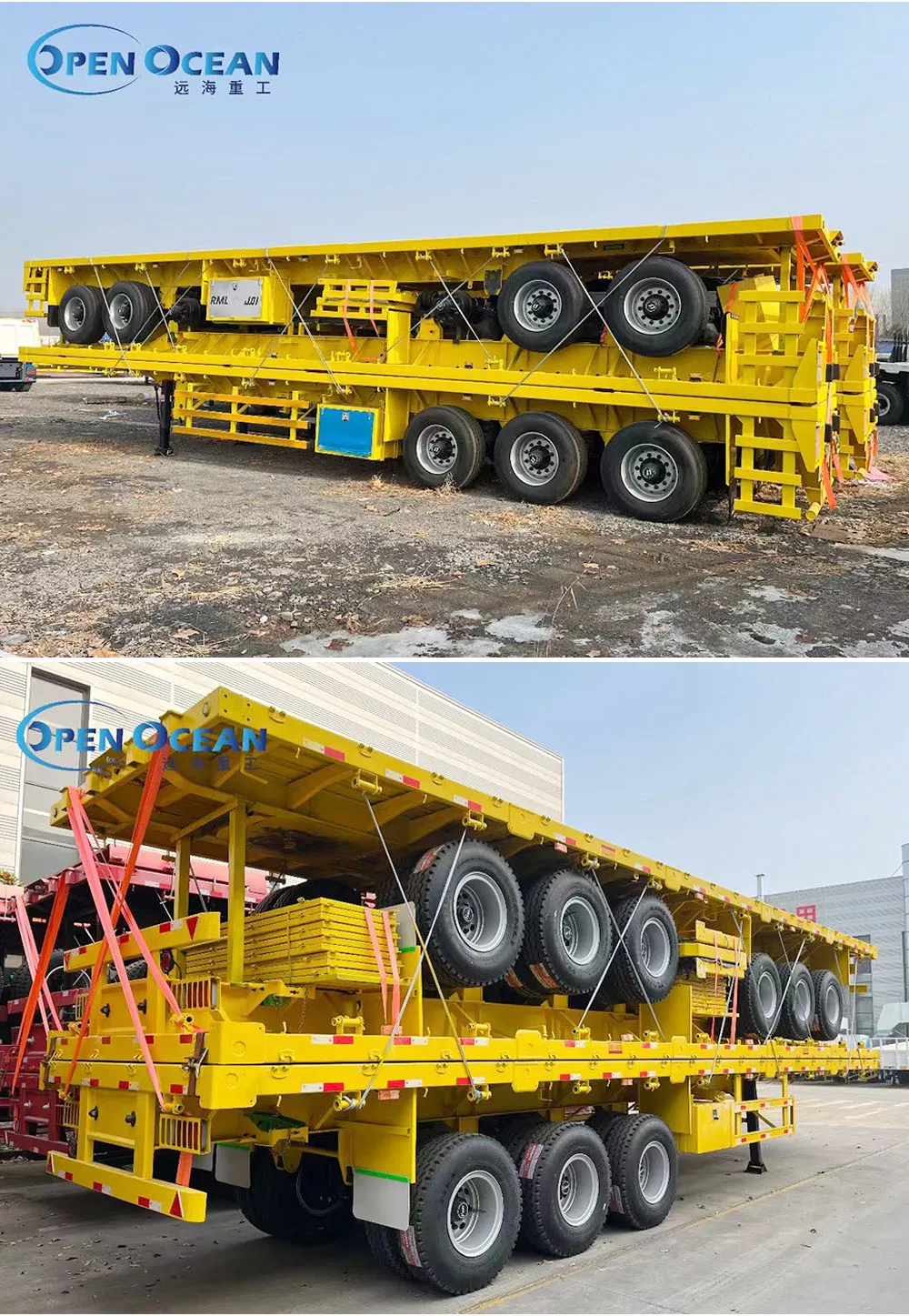 3 Axles 40ft Flatbed Trailer 50ft Flatbed Semi Trailer For Sale Kenya ...