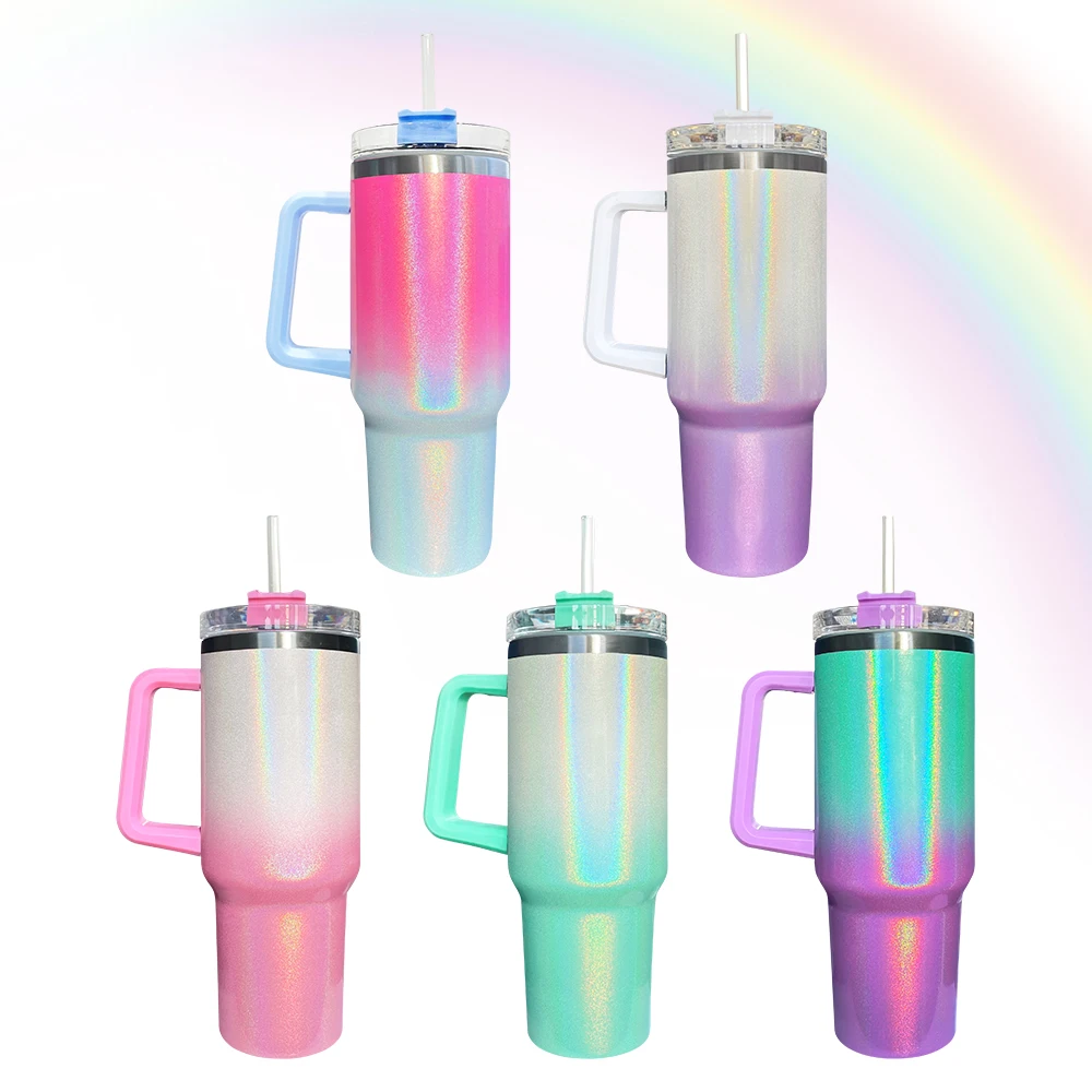 40oz Ombre Gradient Shimmer Holographic Glitter Mugs
