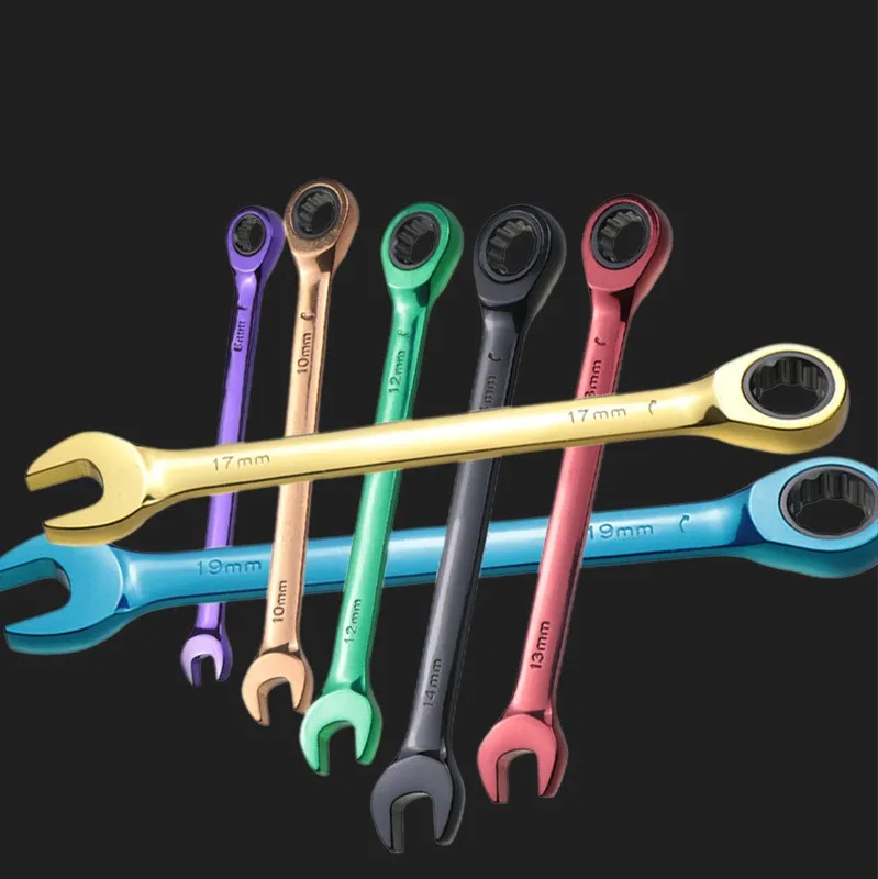 6-32mm Color Combination Ratchet Wrench Set Dual-purpose Open End ...