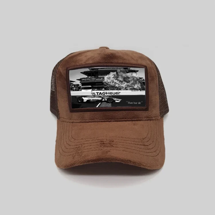 Silk Velvet Suede 5 Panel Curved Brim Digital Print Applique Patch ...