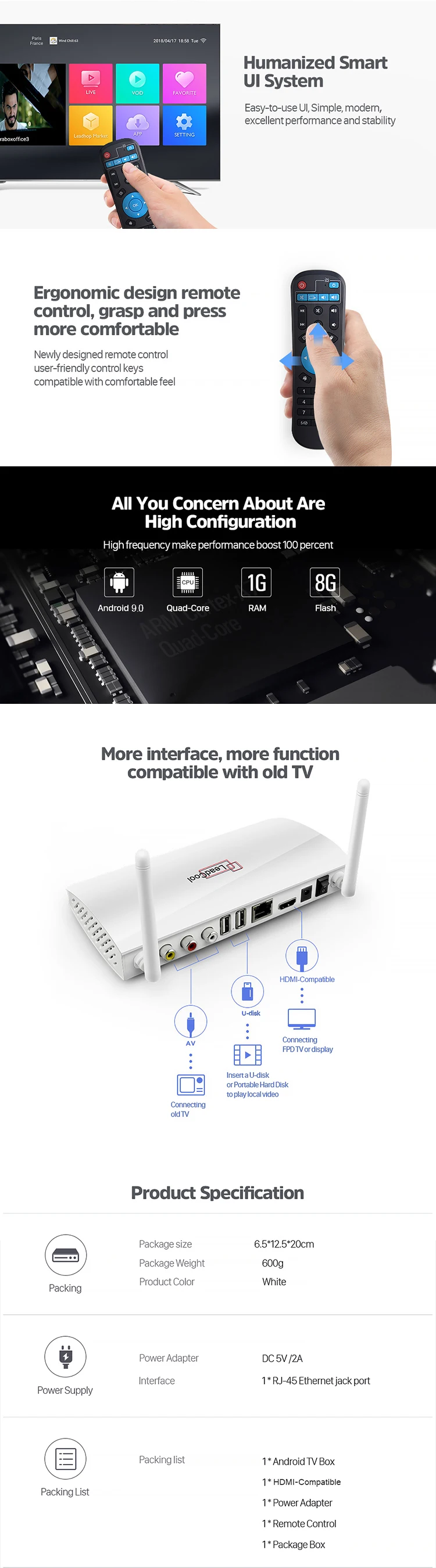 Cheap Leadcool TV Box Android 9.0 Amlogic S905W 1G 8G 1080P 2.4GHz Wifi ...