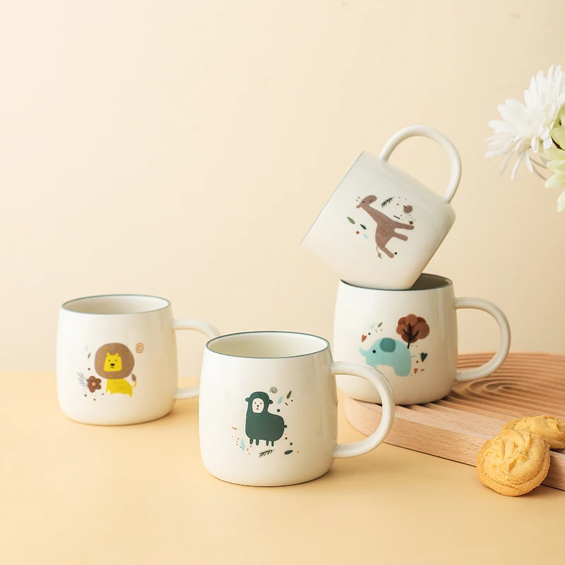 Nordic porcelain inside decal mug cute animal water mugs chubby shape ...