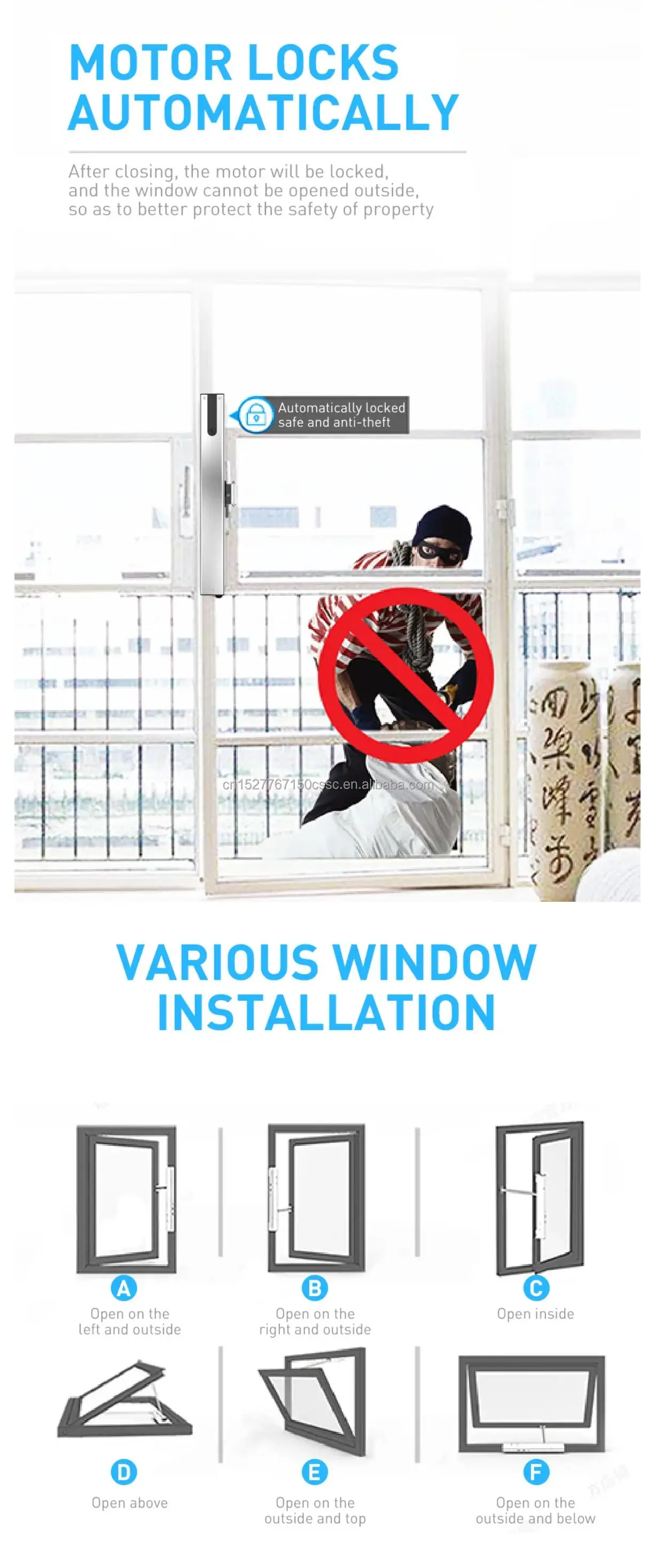 Home Automation Adjustable Length 100~400mm Am56 Chain Autovent ...