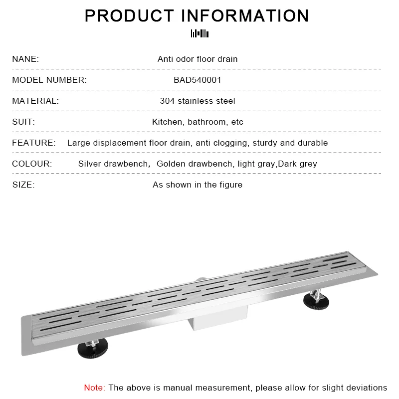 304 Stainless Steel Super Narrow Invisible Shower Drain 12inch 16 ...