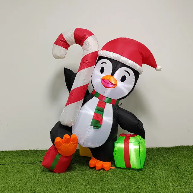 Led Christmas Inflatable Penguin Candy Cane Gift Boxes Decorated Indoor ...