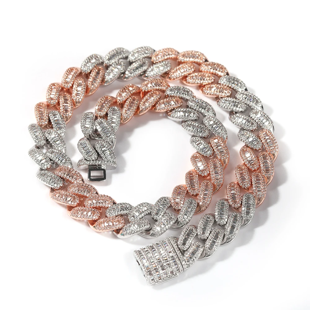 14mm Iced Out Miami Cuban Chain Prong Chain Men Necklace Genuine Women ...