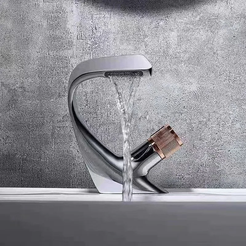 Stainless Steel Brushed Gold Above-Counter Basin Faucet Hot Cold ...
