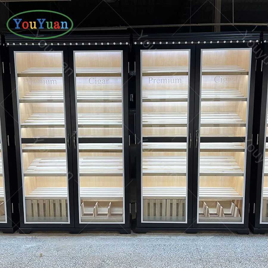 Luxury Cigar Humidor Display With Lockable Double Doors Led Light 79 ...