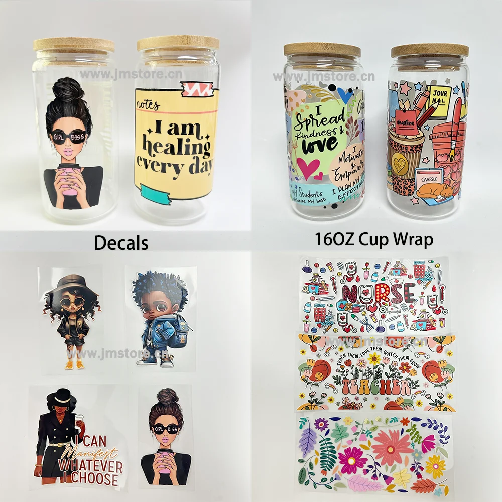 Cool Afro Girl Woman Lady Decals UV DTF Transfers Stickers for Libbey ...