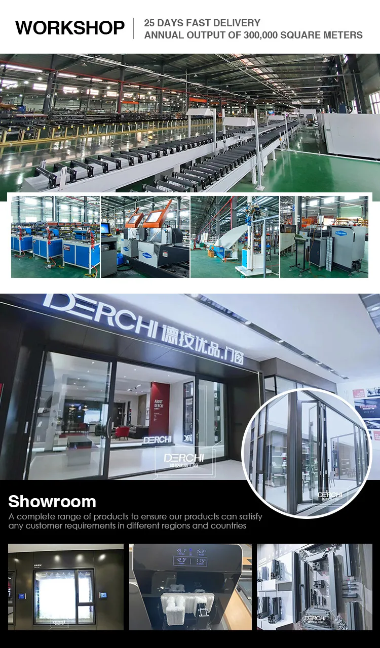 DERCHI Fold up Black Aluminium Bifold Windows - Double Glazed