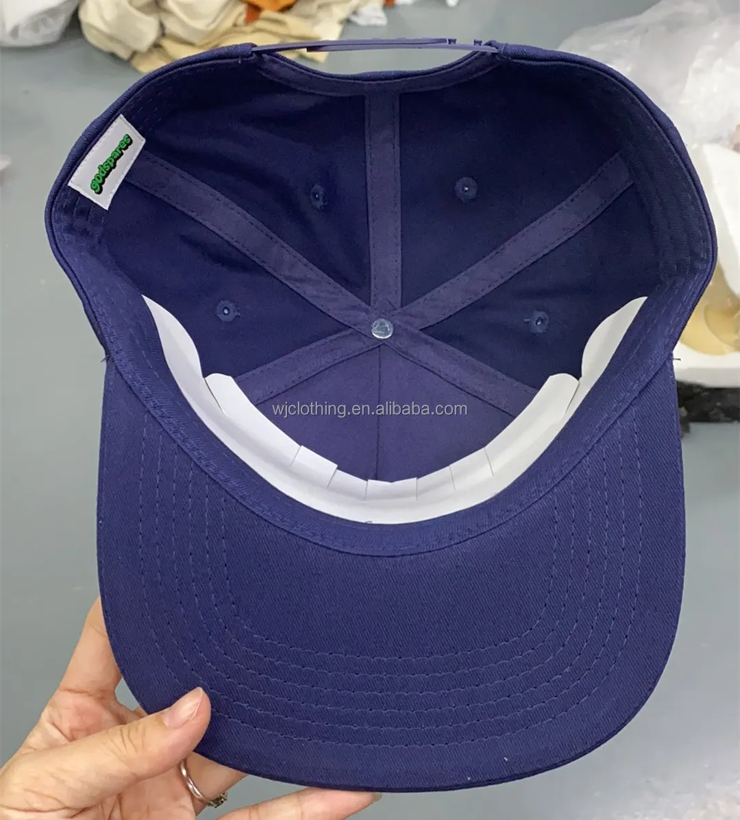 Adjustable Dark Blue 5 Panel Snapback Caps Custom Vintage Unstructured ...