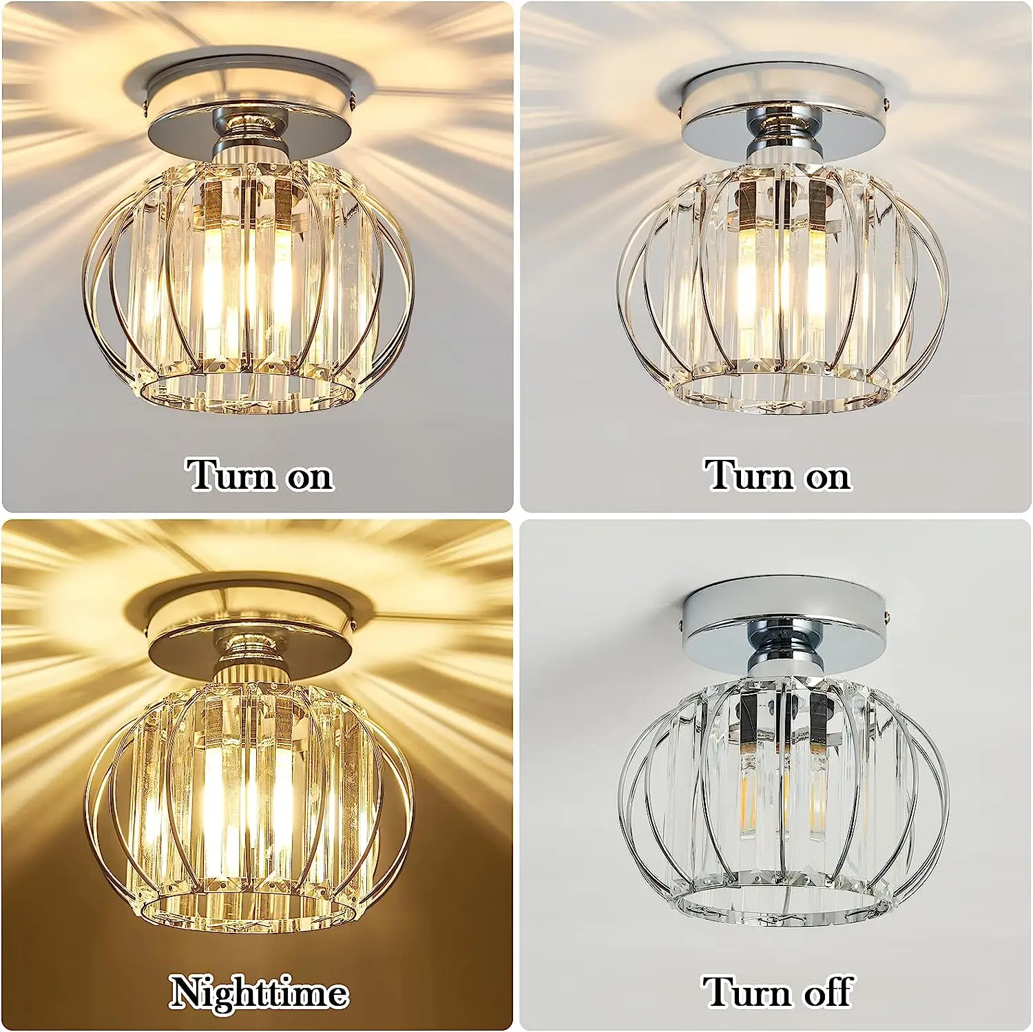 Modern Ceiling Light Semi Recessed Ceiling Fixture Chrome Finish For ...