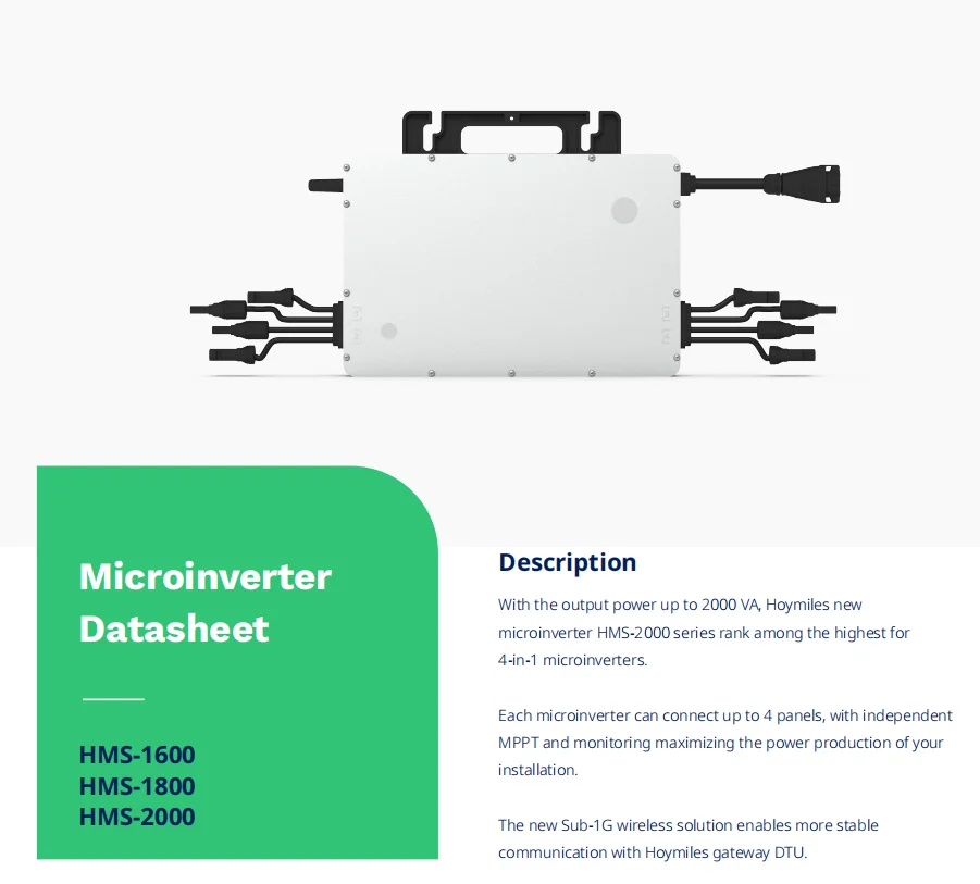 Hoymiles Hms 1600/1800/2000-4t Micro Inverter 1600w 2000w Solar ...