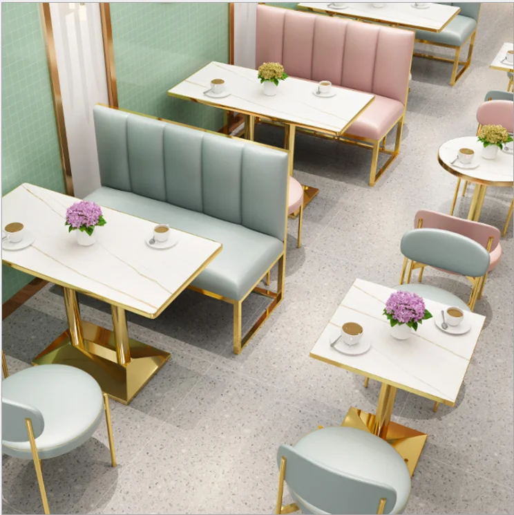 Light Luxury Milk Tea Shop Table and Chair Set for Restaurants