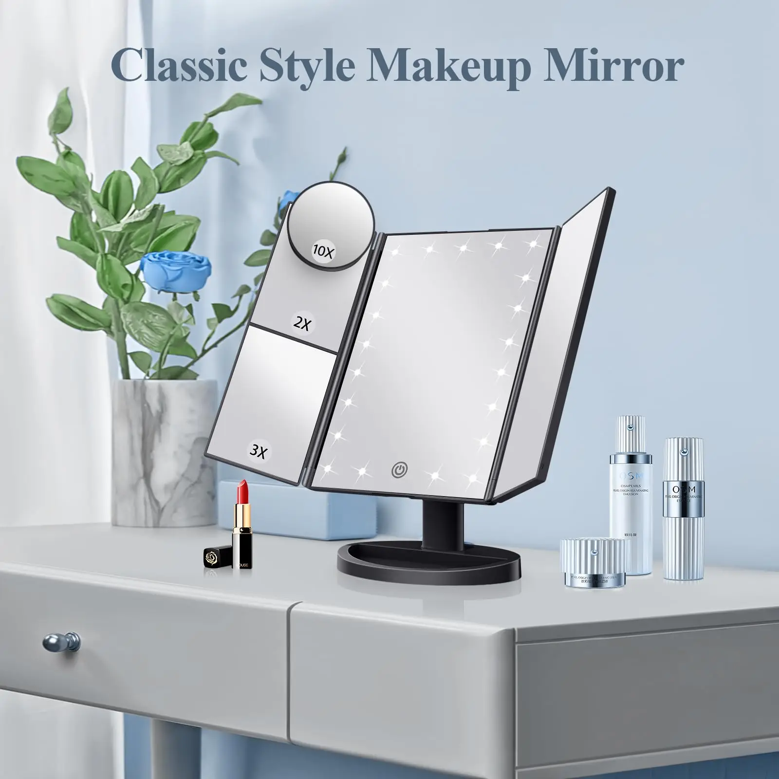 Makeup Vanity Mirror With Lights Magnification Lighted Touch Control ...