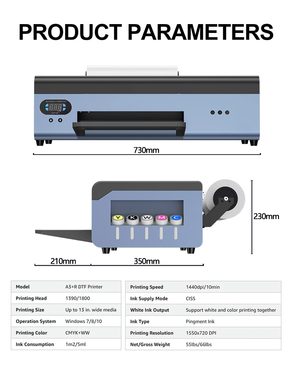 COLORSUN L1800/R1390 DTF T-Shirt Printing Machine - 30cm