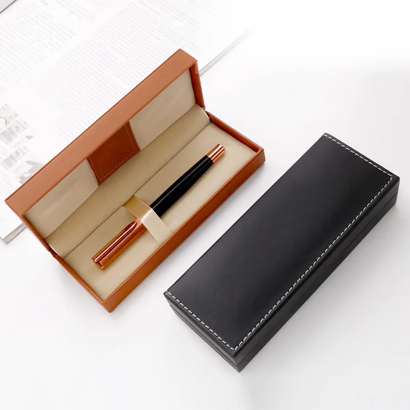 Silver Gold logo Emboss Pressing PU Leather Luxury Gift Pen Box ...